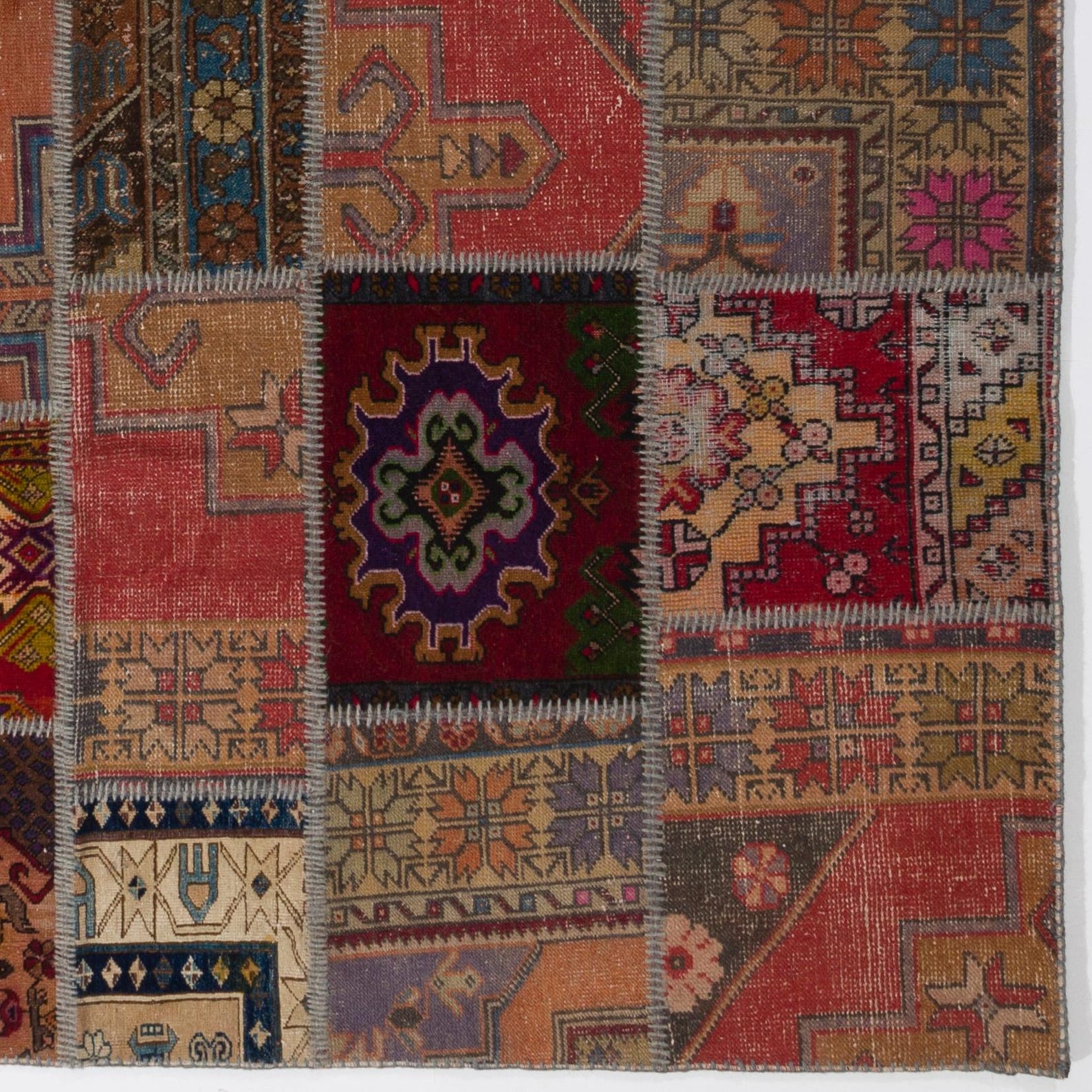 Modern Handmade Patchwork Rug, Wool and Cotton Turkish Carpet. Custom ...