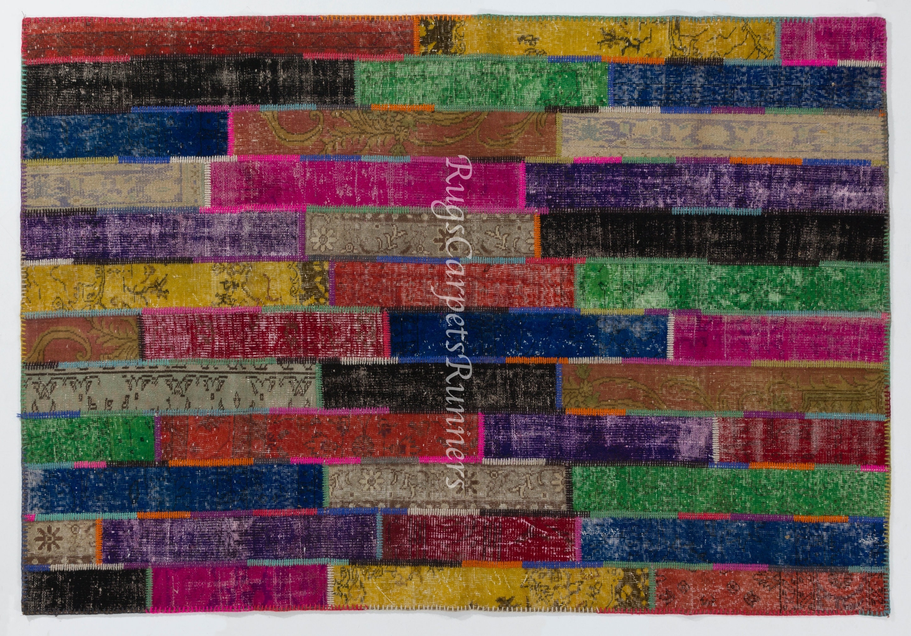Colorful Handmade Patchwork Rug for Modern Interiors Wool and - Etsy