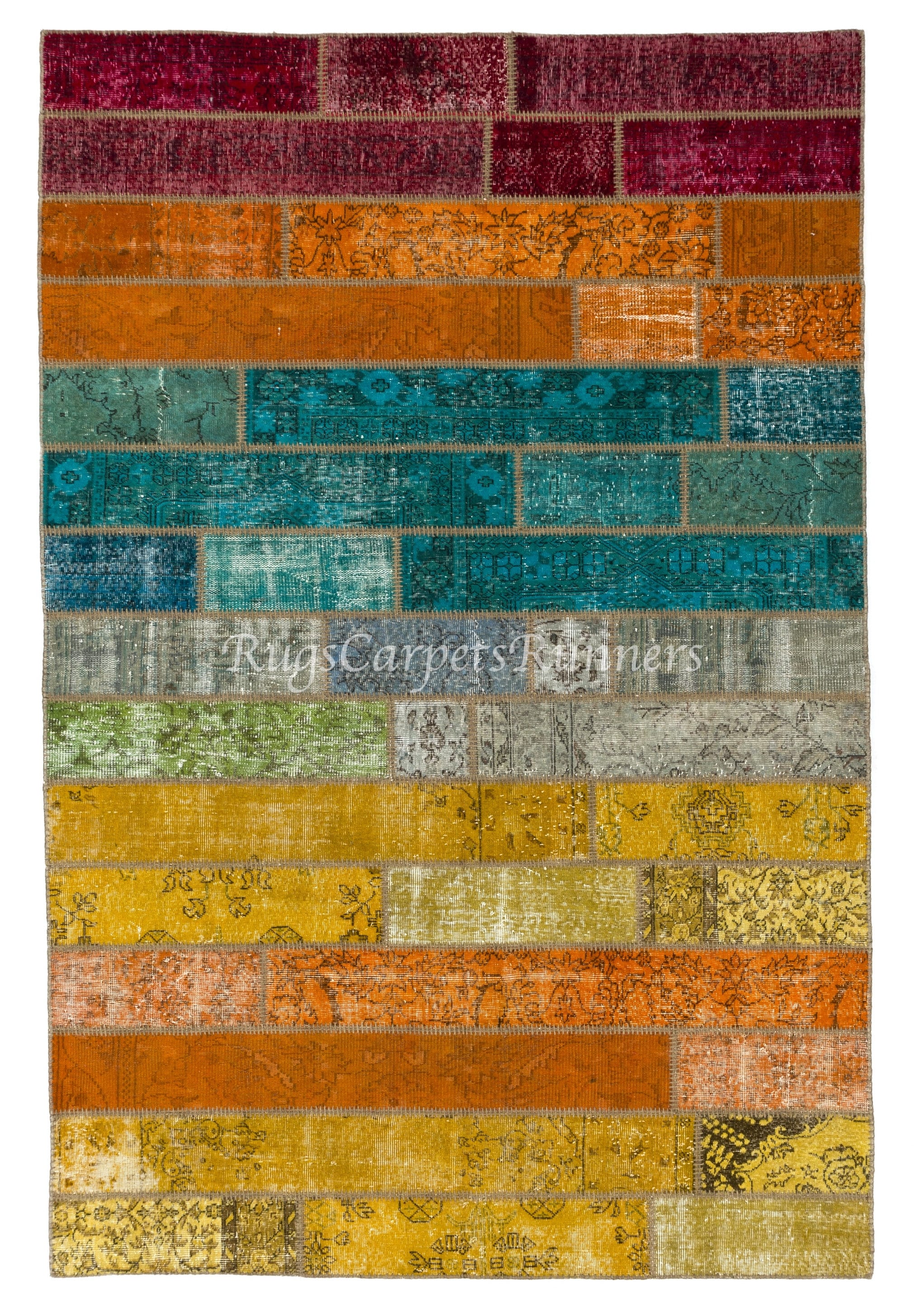 Contemporary Handmade Patchwork Rug, Colorful Wool and Cotton Turkish ...
