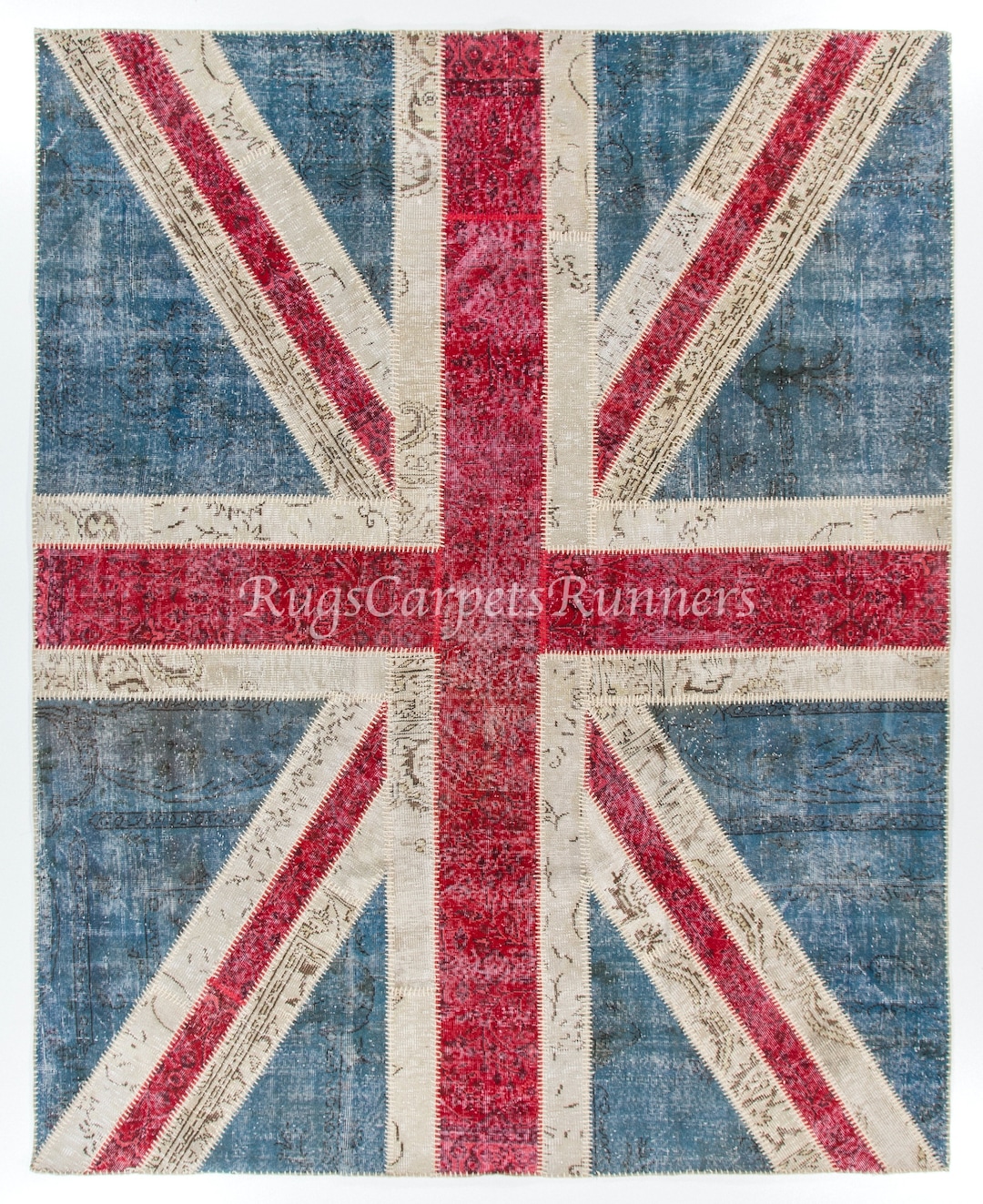 Union Jack British Flag Design Rug. Contemporary Handmade Patchwork ...