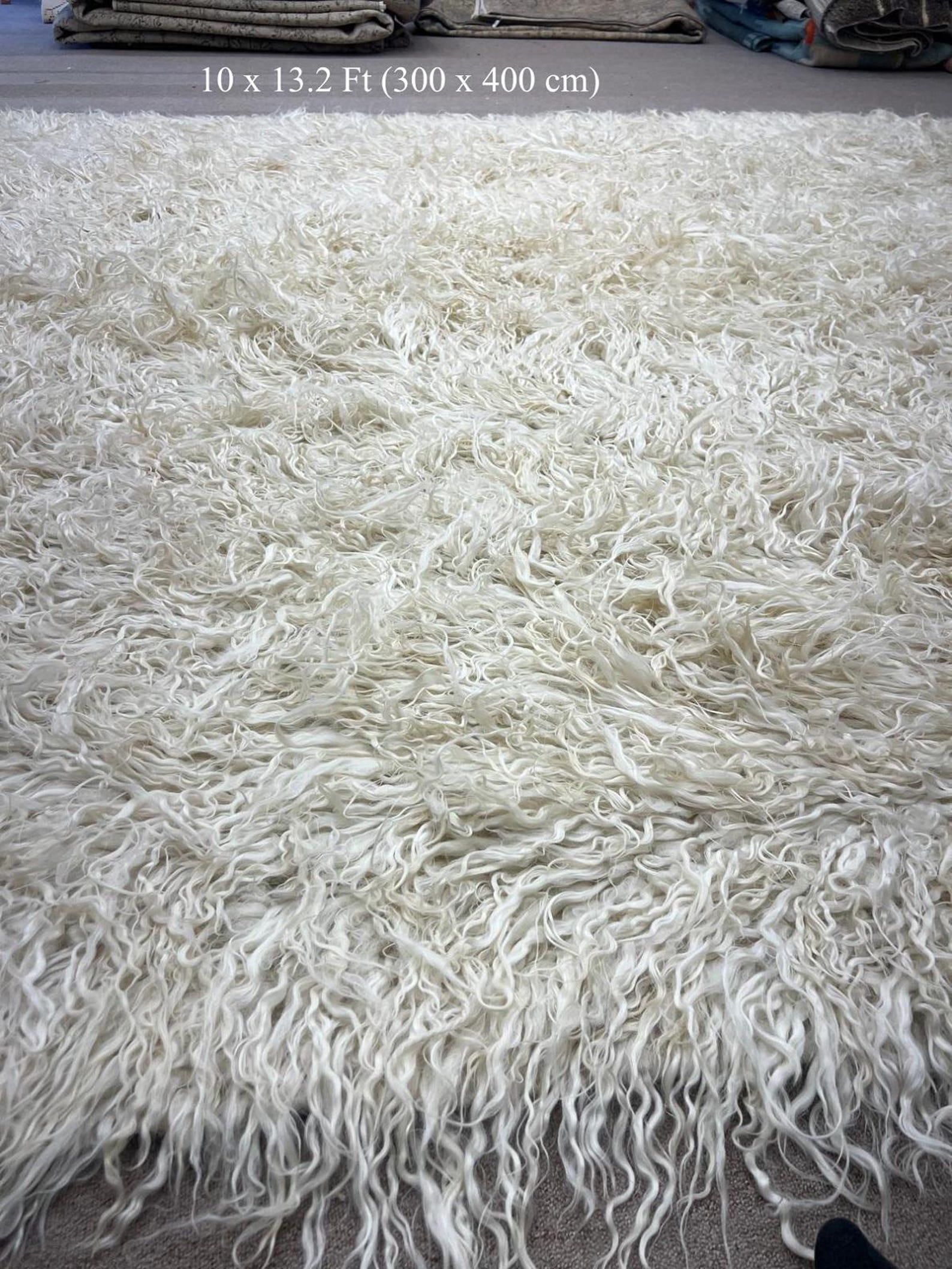 Handmade Shag Pile Mohair Rug Made of Un-dyed Natural Cream Wool ...