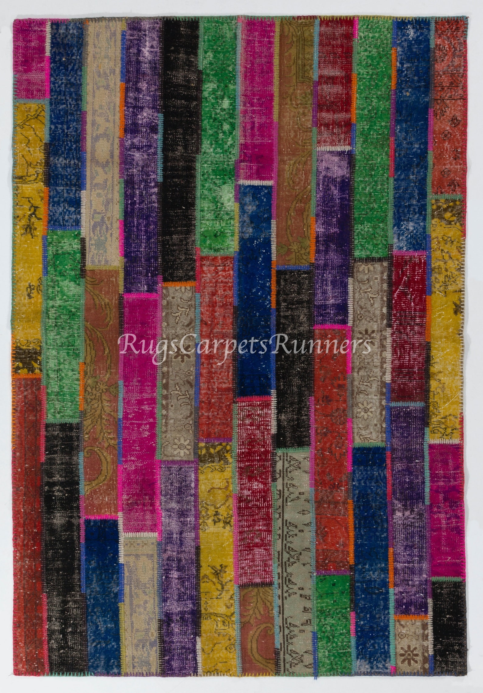 Colorful Handmade Patchwork Rug for Modern Interiors, Bright Patchwork ...
