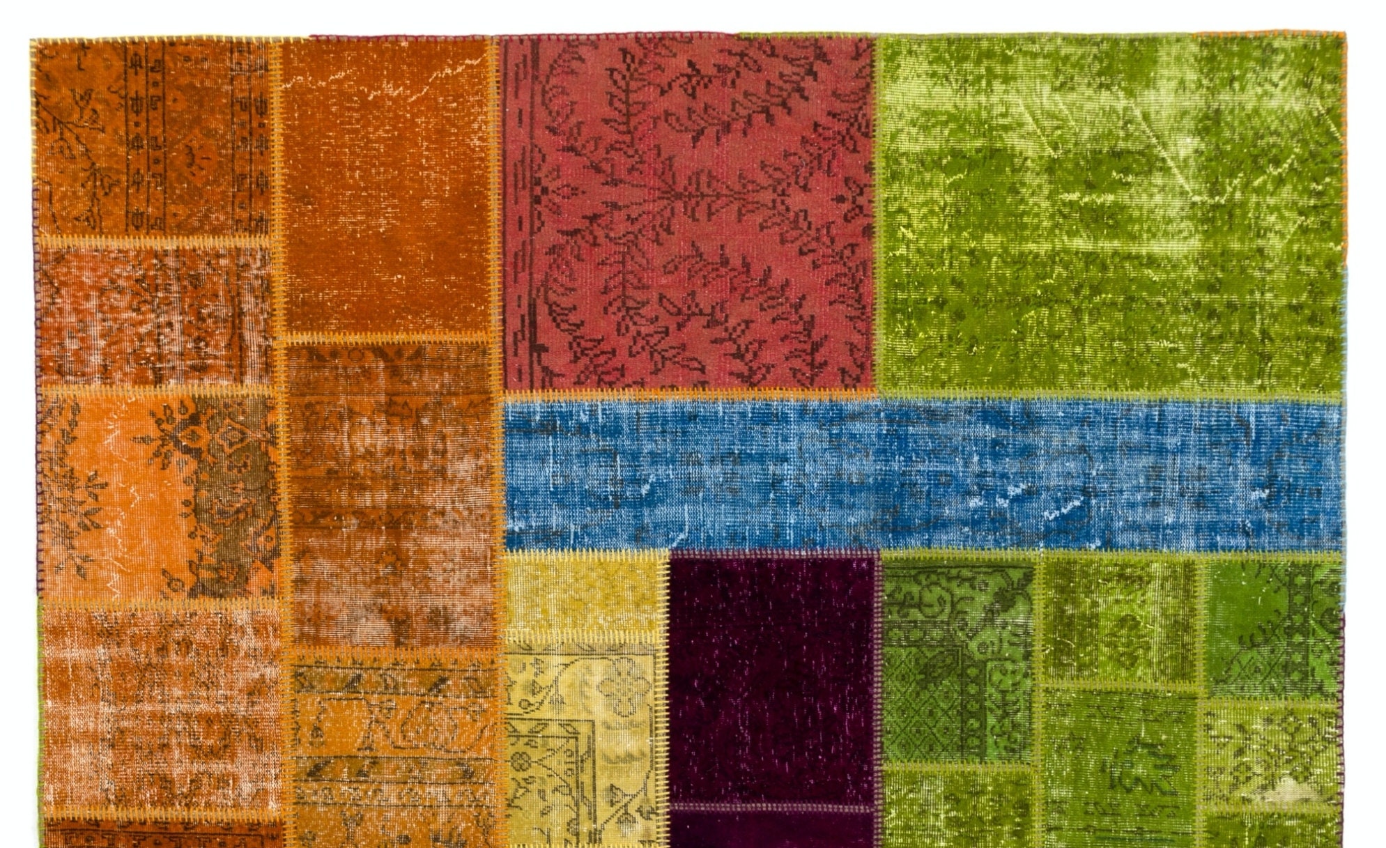Modern Handmade Patchwork Rug, Wool and Cotton Turkish Carpet. Custom ...