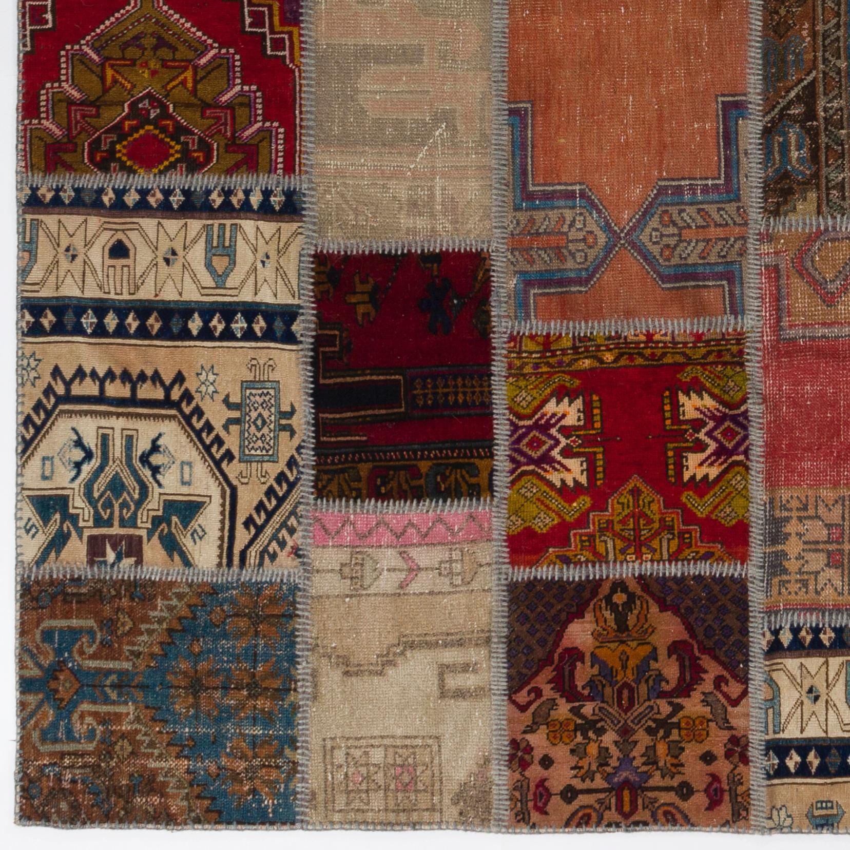 Modern Handmade Patchwork Rug, Wool and Cotton Turkish Carpet. Custom ...