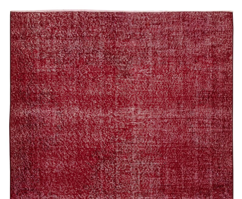 5.3x9 Ft Vintage Handmade Anatolian Rug Over-dyed in Solid Red for ...