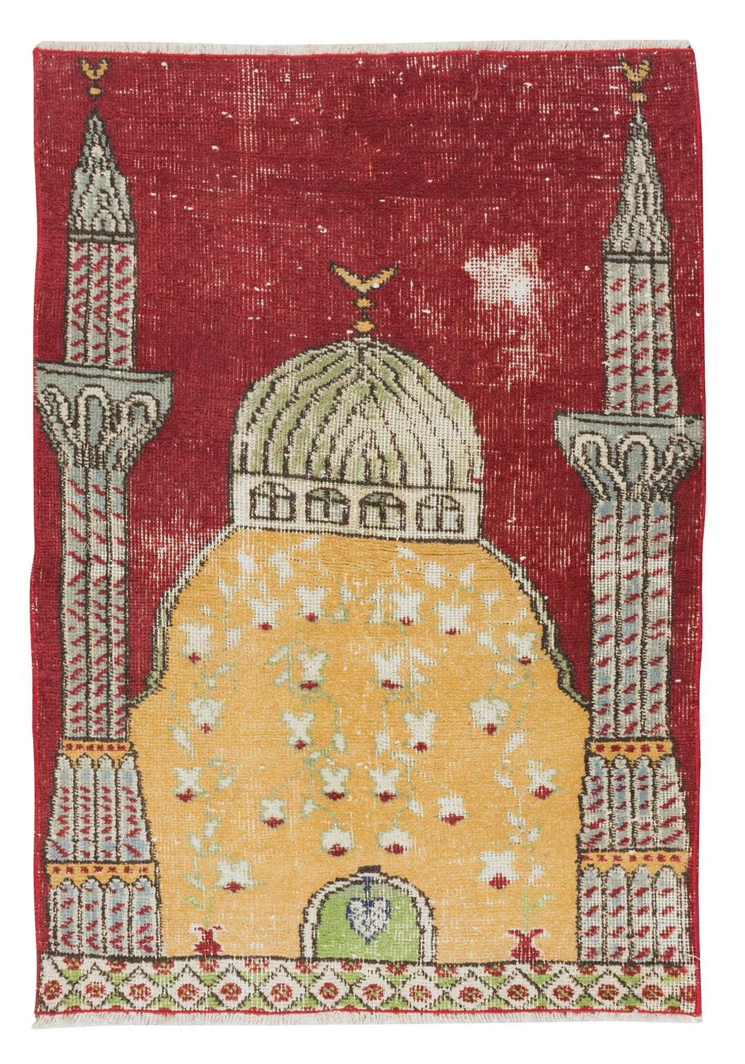 30x43 Mid-20th Century Handmade Prayer Rug From Turkey, Unique Mosque ...