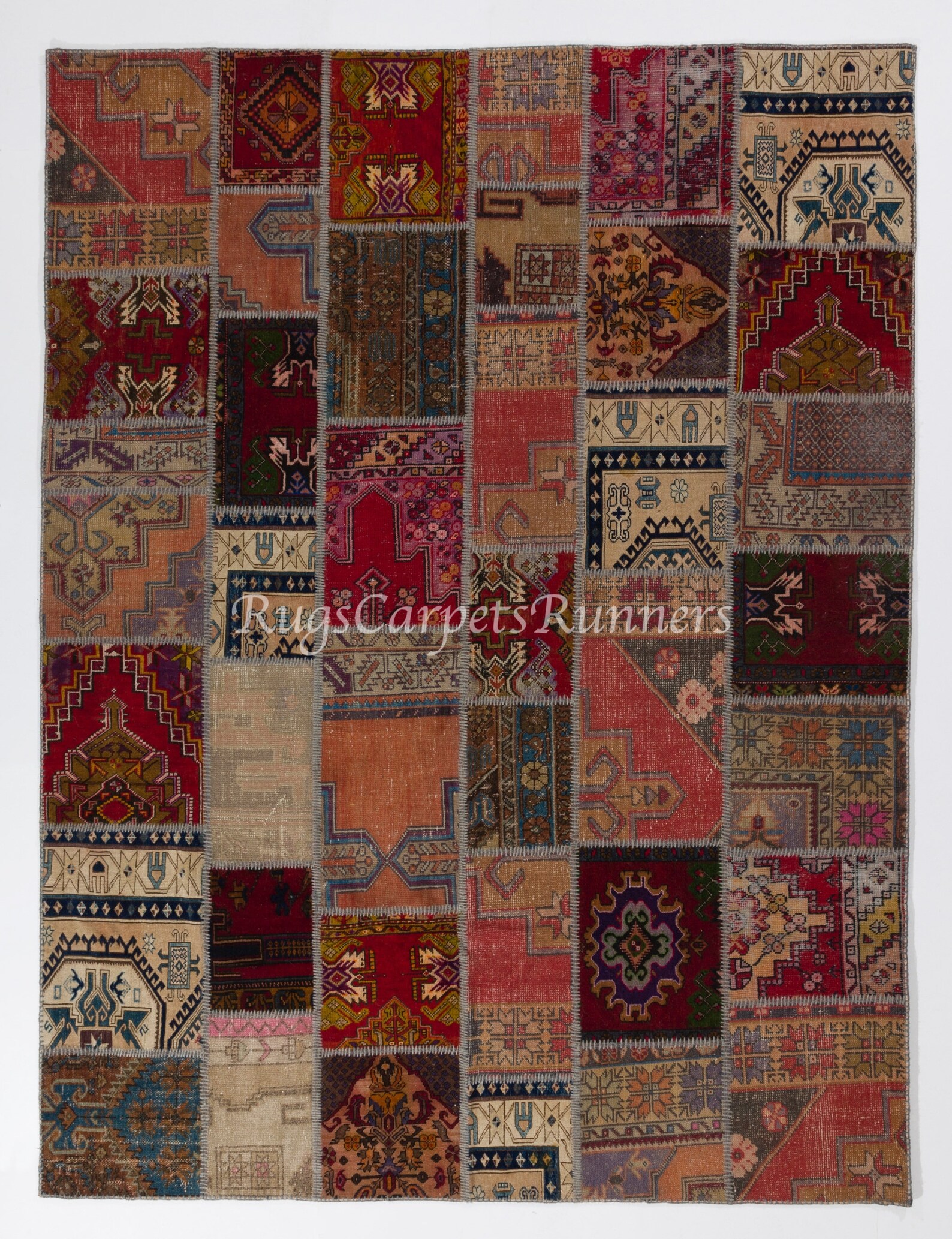 Modern Handmade Patchwork Rug, Wool and Cotton Turkish Carpet. Custom ...