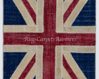 Union Jack British Flag Design Patchwork Rug Bright Colors - Etsy