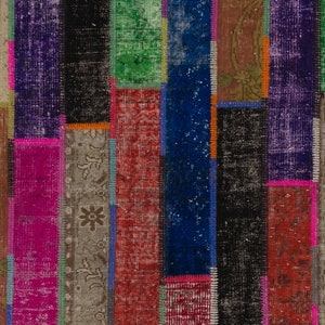 Colorful Handmade Patchwork Rug for Modern Interiors, Bright Patchwork ...