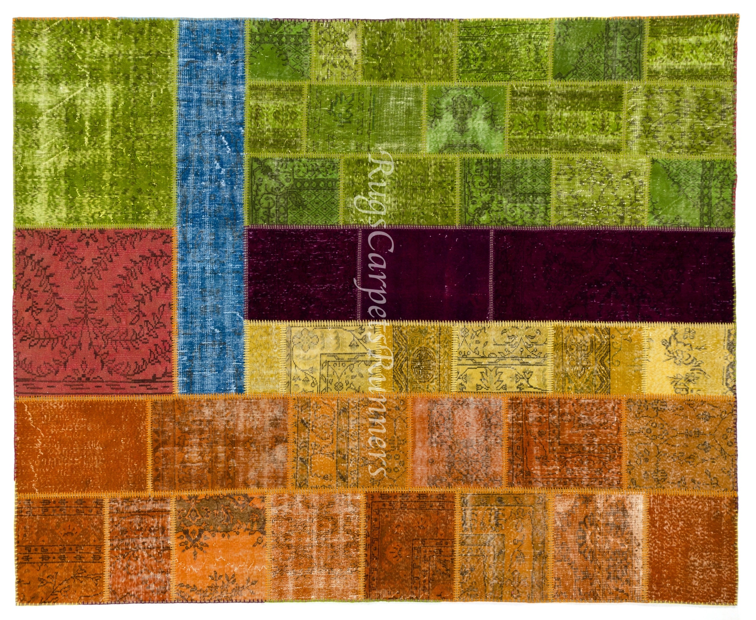 Modern Handmade Patchwork Rug, Wool and Cotton Turkish Carpet. Custom ...