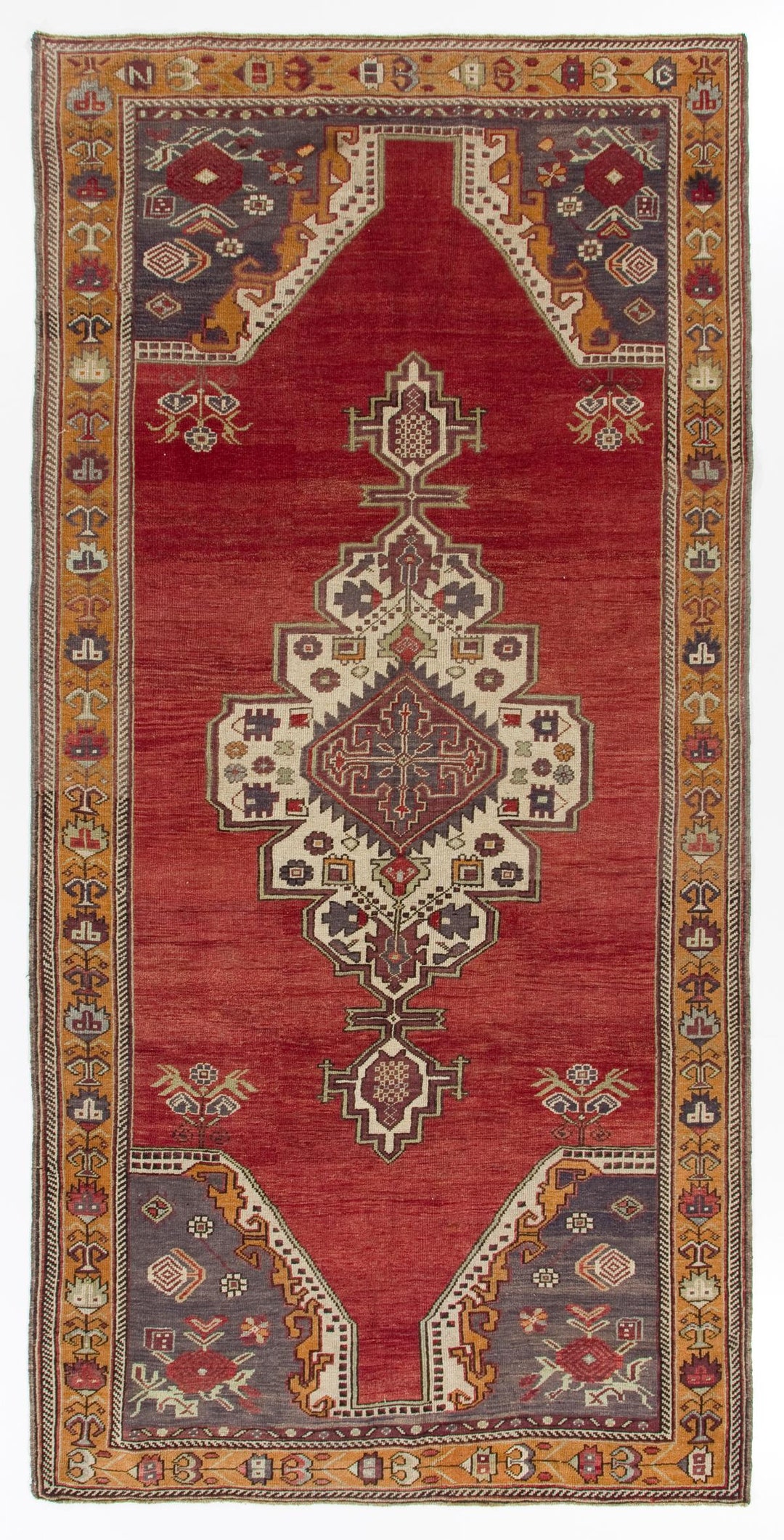 5.8x11.8 Ft Handmade Vintage Turkish Village Rug, 100% Wool. NG146 ...