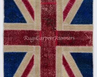 Union Jack British Flag Design Patchwork Rug Bright Colors - Etsy