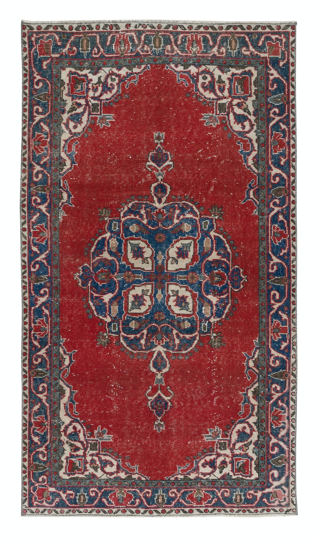 4x7 Ft Vintage Turkish Tribal Rug, Traditional Handmade Small Village ...