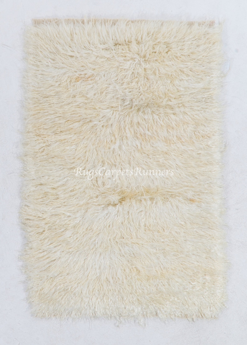 Handmade Shag Pile Mohair Rug Made of Un-dyed Natural Cream Wool ...