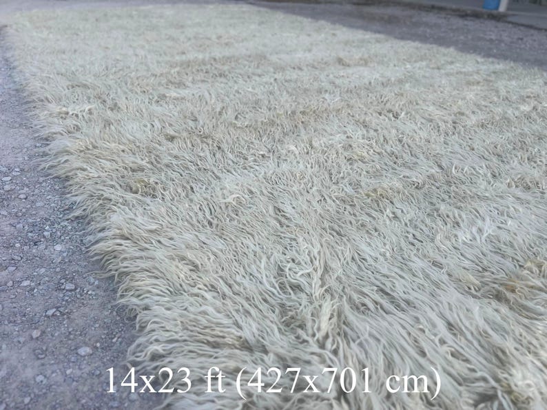 Handmade Shag Pile Mohair Rug Made of Un-dyed Natural Cream Wool ...