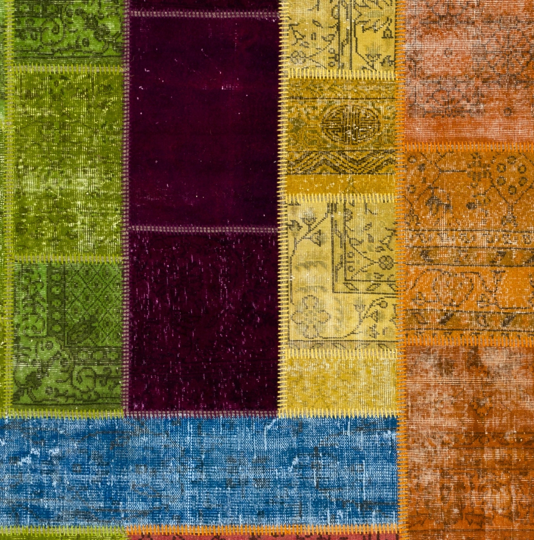Modern Handmade Patchwork Rug, Wool and Cotton Turkish Carpet. Custom ...