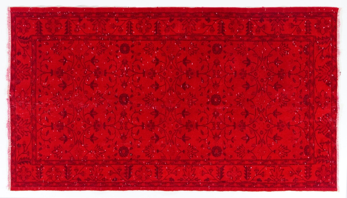 3.9x6.9 Ft Handmade Vintage Turkish Rug Redyed in Red Ideal | Etsy