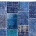 Modern Handmade Patchwork Rug in Shades of Blue, Wool and Cotton ...