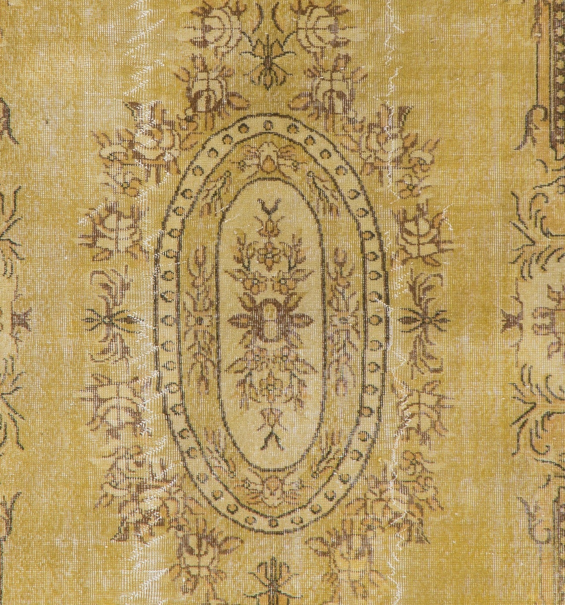 5.2x9 Ft Midcentury Baroque Style Rug Redyed in Yellow Color. - Etsy