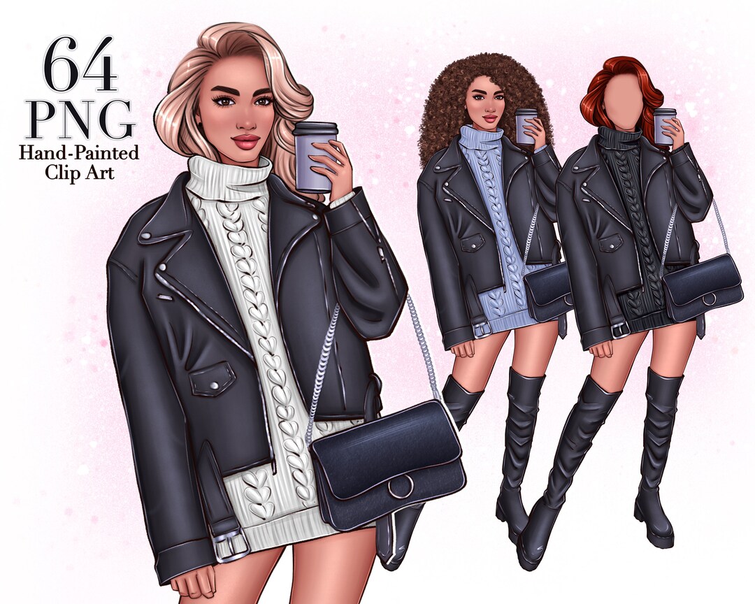 Fashion Girl Clipart, Street Fashion Girl, Girl Boss Clipart, Fashion ...