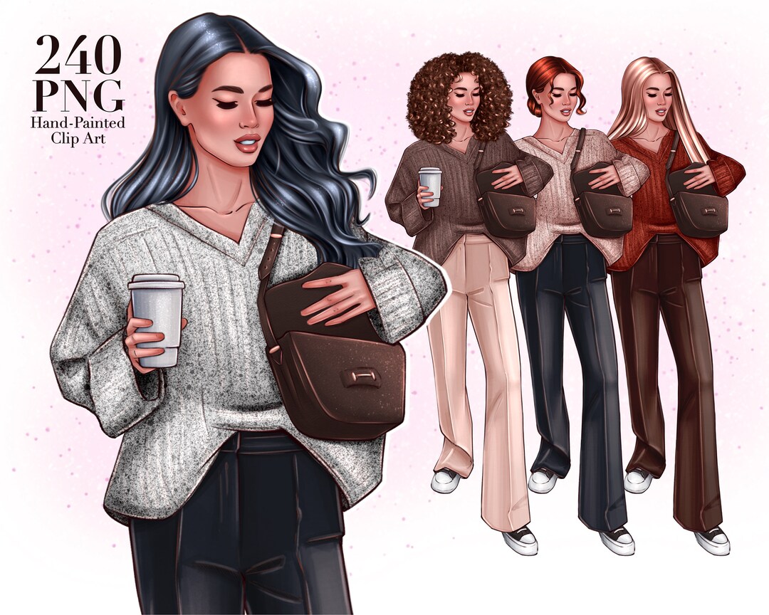 Autumn Fashion Girl Clipart, Street Fashion Girl, Girl Boss Clipart ...