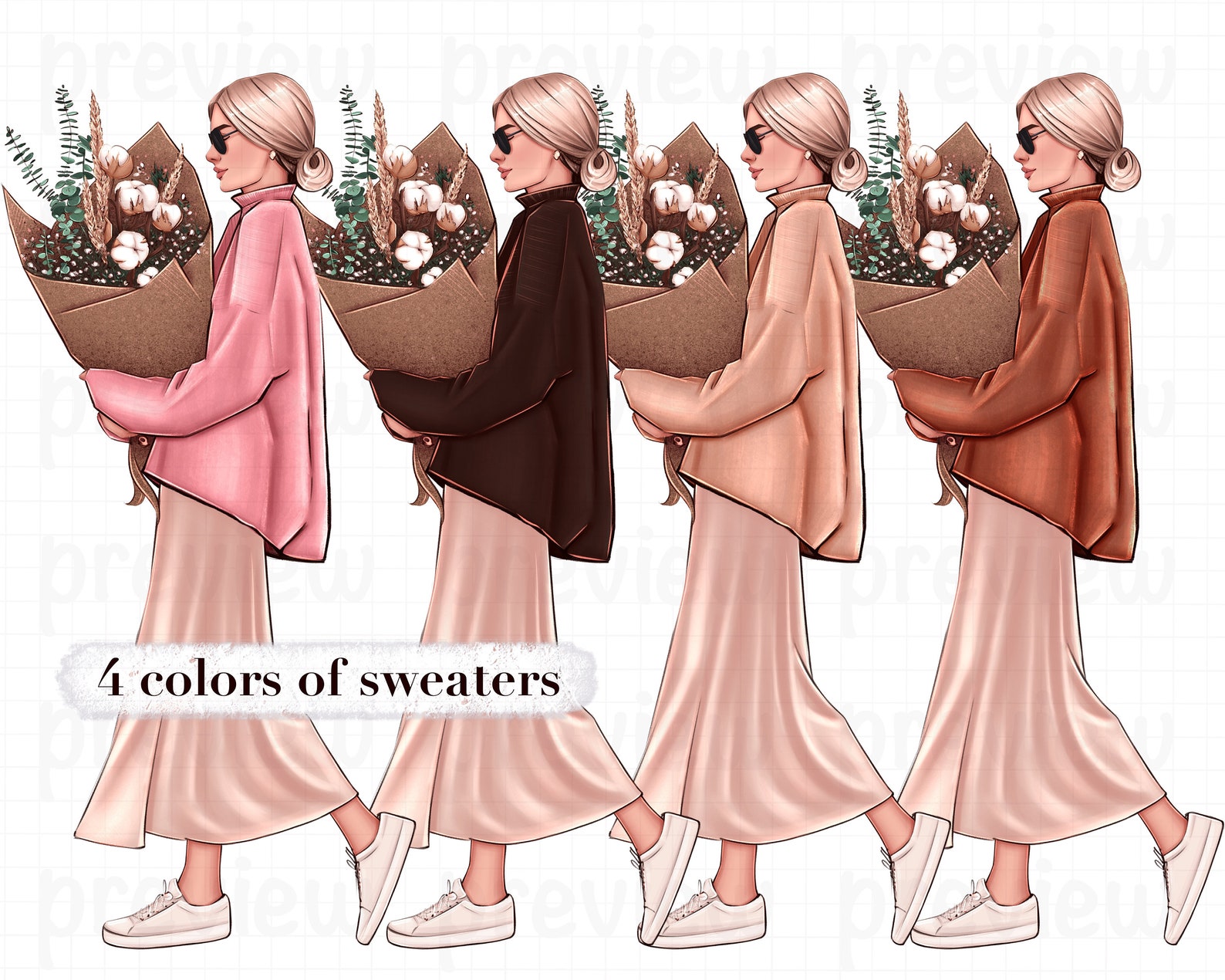 Spring Fashion Girl Clipart Street Fashion Girl Fashion Girl - Etsy