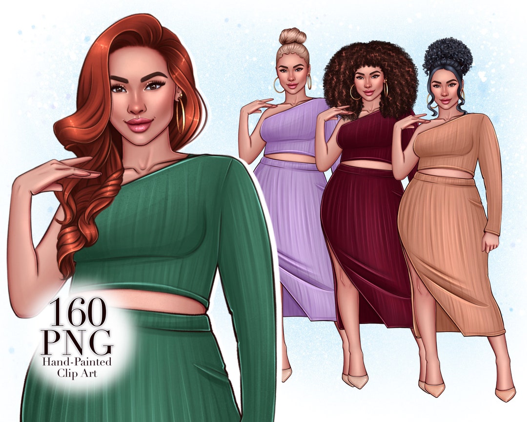 Curvy Fashion Girls Clipart, Street Fashion Girl, Girl Boss Clipart ...