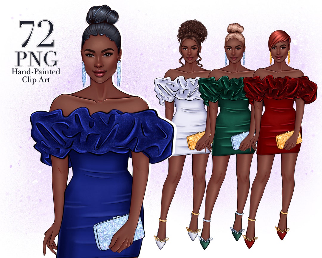 African American Girl, Evening Collection, Fashion Girl Clip Art, Dress ...