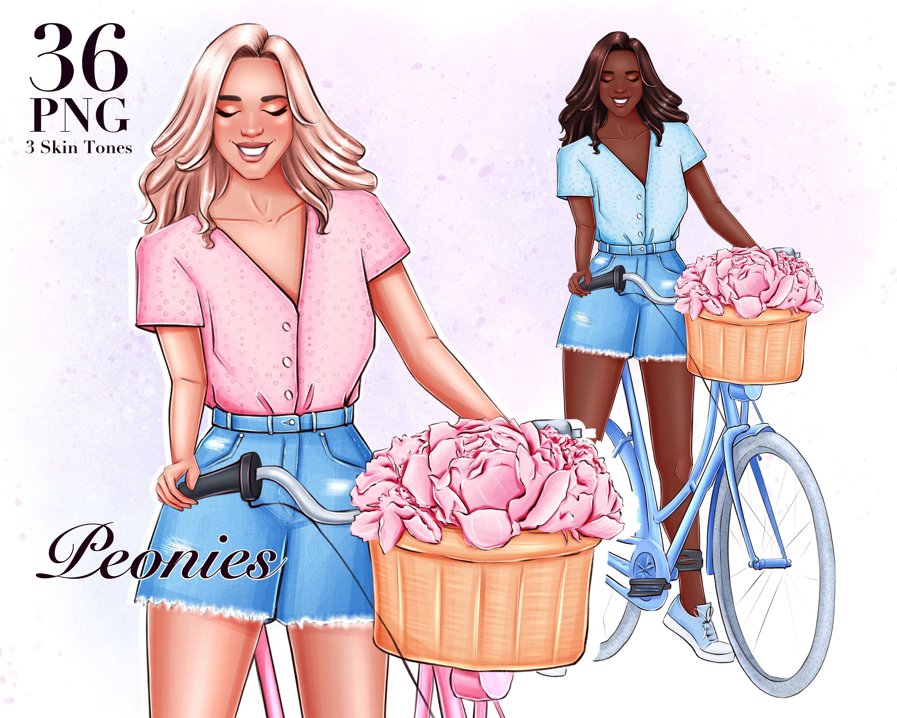 Fashion Girl Clipart African American Girl Clipart Denim | Etsy