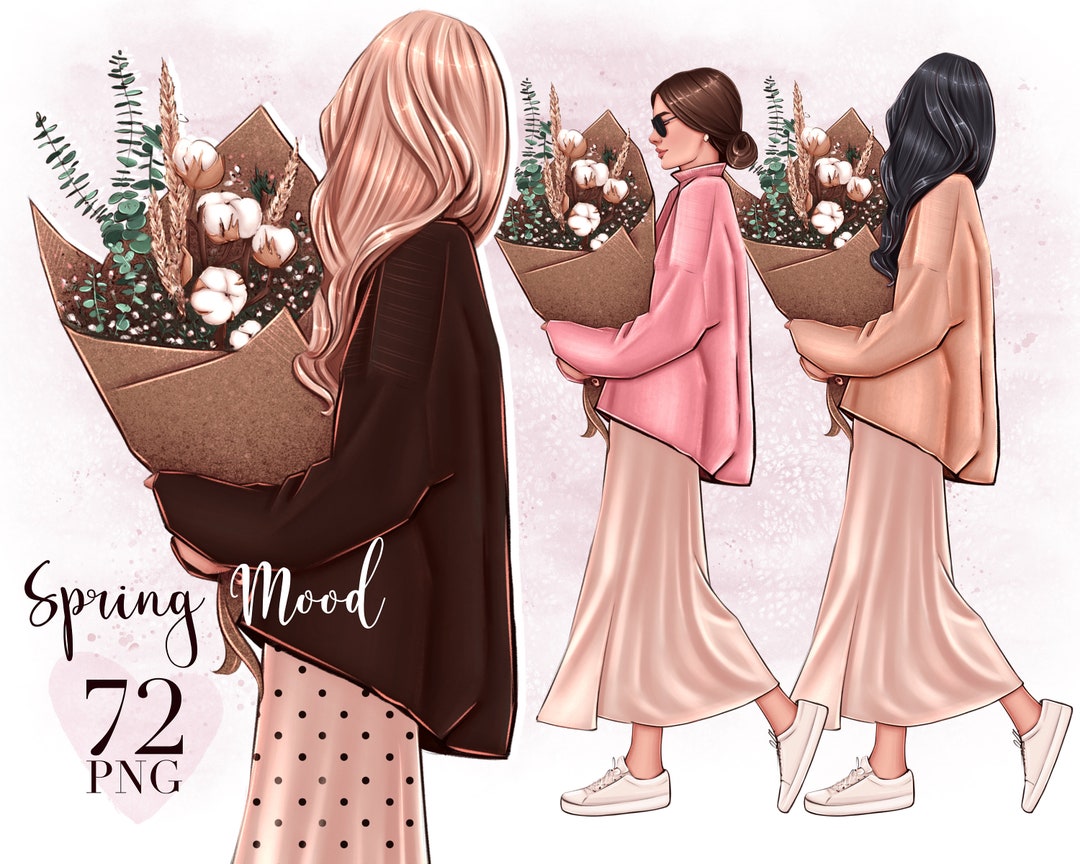 Spring Fashion Girl Clipart, Street Fashion Girl, Fashion Girl Planner ...