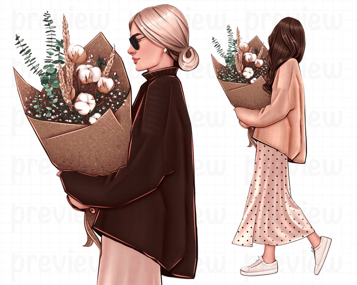 Spring Fashion Girl Clipart Street Fashion Girl Fashion Girl - Etsy