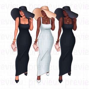 Beach Girls Clipart, Hot Girls PNG, African American Fashion Girls ...