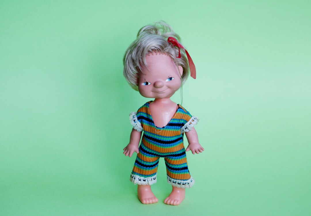 Rare Cute Rubber Vintage Toy Soft With Hair Hands and Feet Move " Bully ...