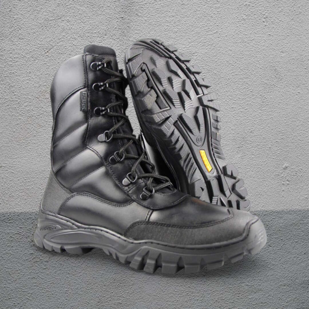 Ukrainian Tactical Leather Boots Black Side Zipper Outdoor Duty ...