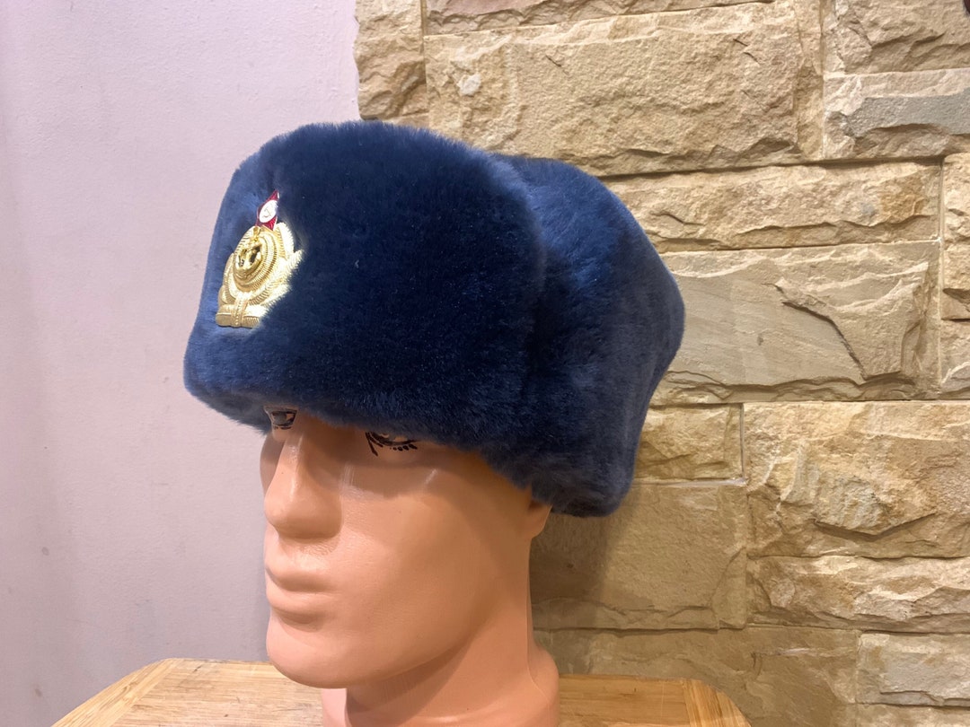 Vintage Army Winter Officer's Hat, Officer Military Winter Fur Hat, Fur ...