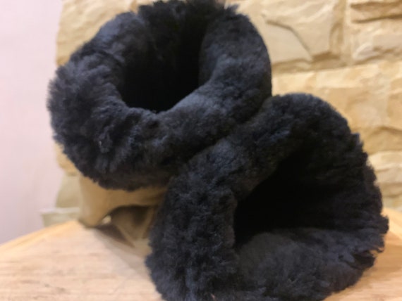 Vintage Ukrainian Sheepskin Mittens, Wool Lined, Mili… - Gem