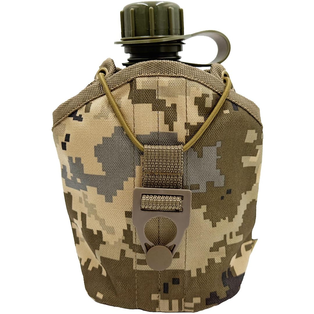 Ukrainian Army Flask With Pixel Case, Military Water Bottle, Tactical ...