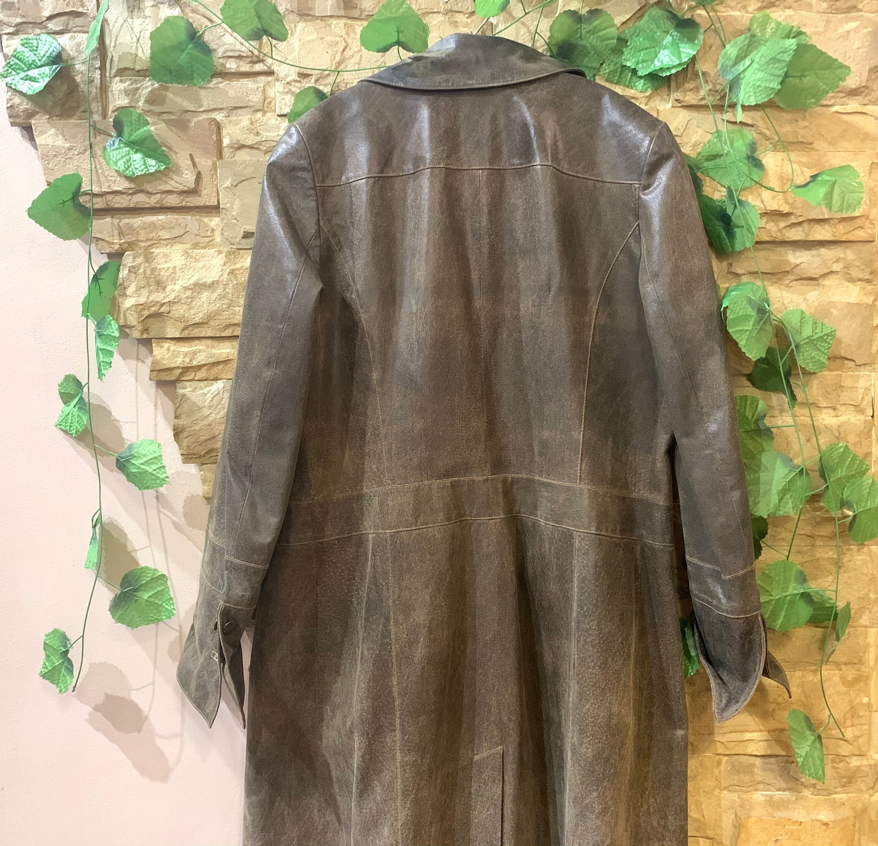 Italian Vintage Leather Coat Pigskin Leather Long Jacket - Etsy