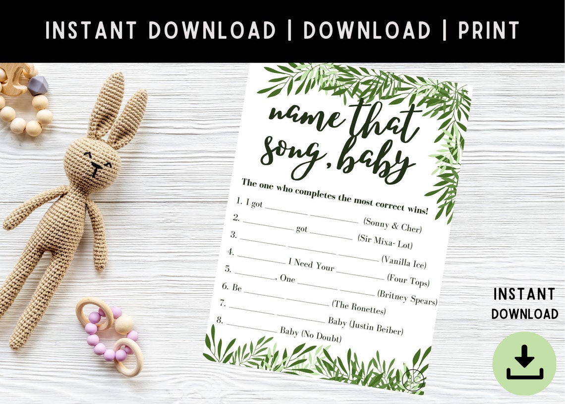 Name That Song Printable Baby Game | Baby Shower Printable | Party ...