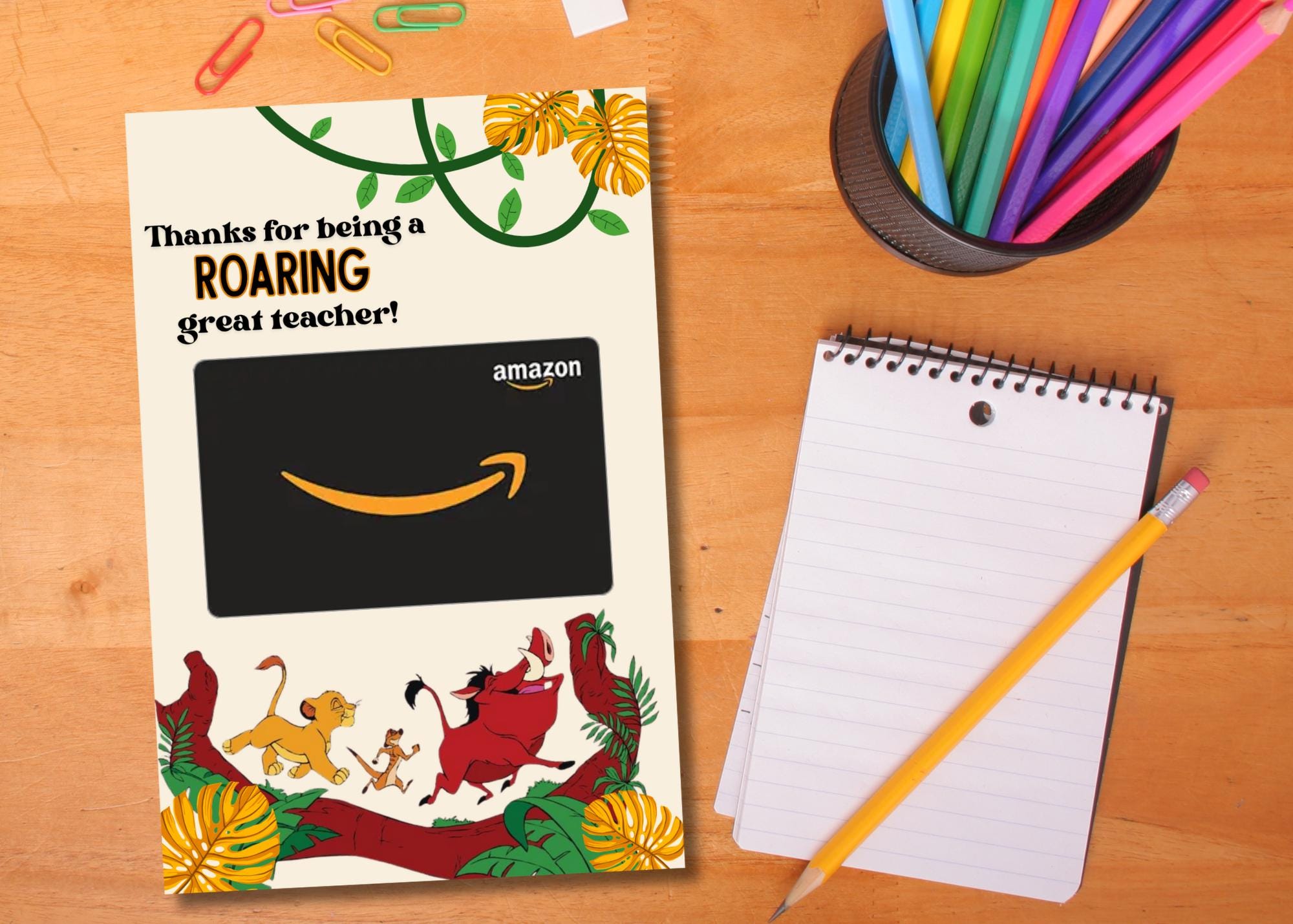 Lion Theme Teacher Appreciation Gift Tag | Gift Card Holder | Gift Card ...