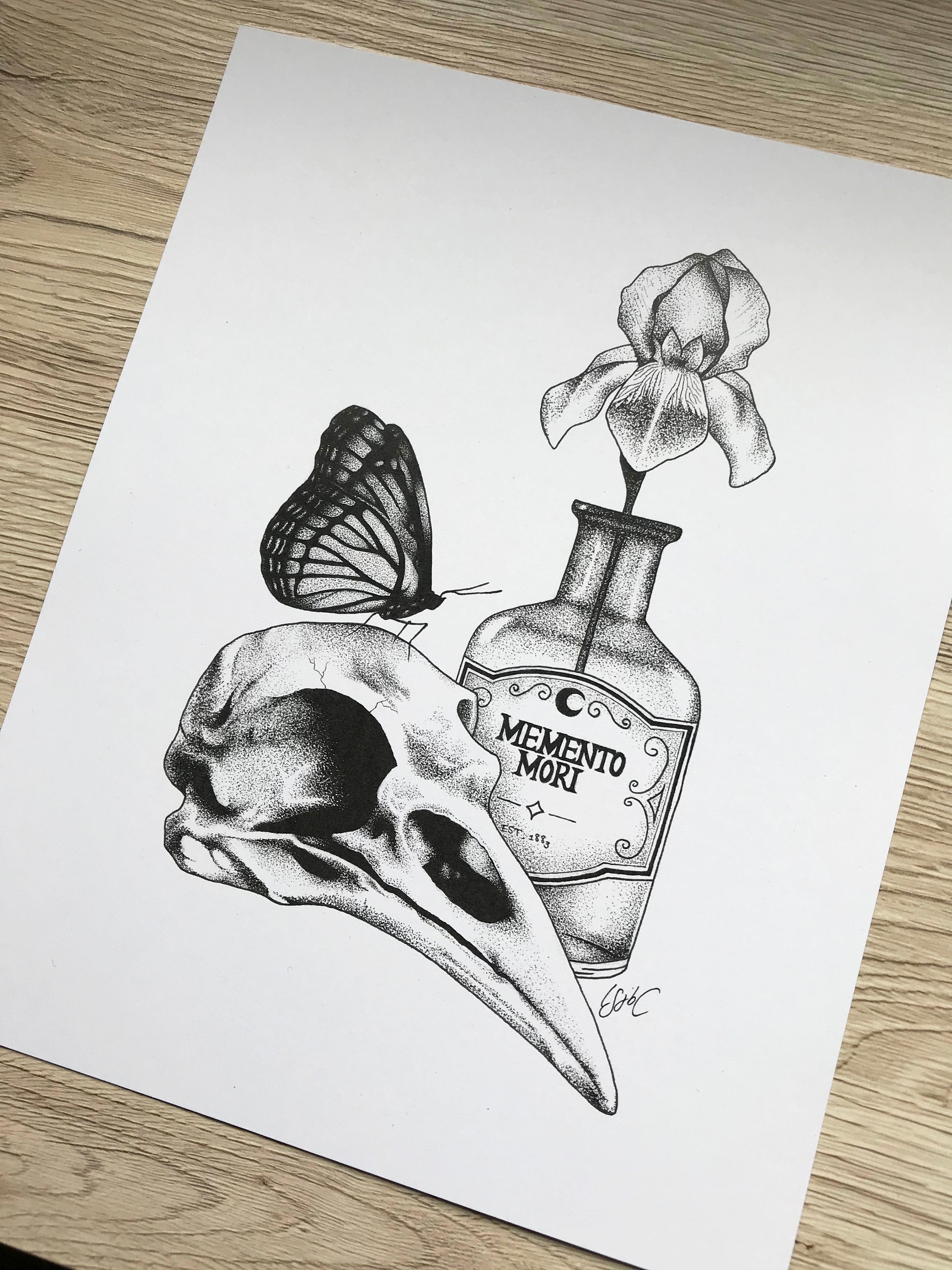 Memento Mori Art Print | Dotwork Drawing - Etsy