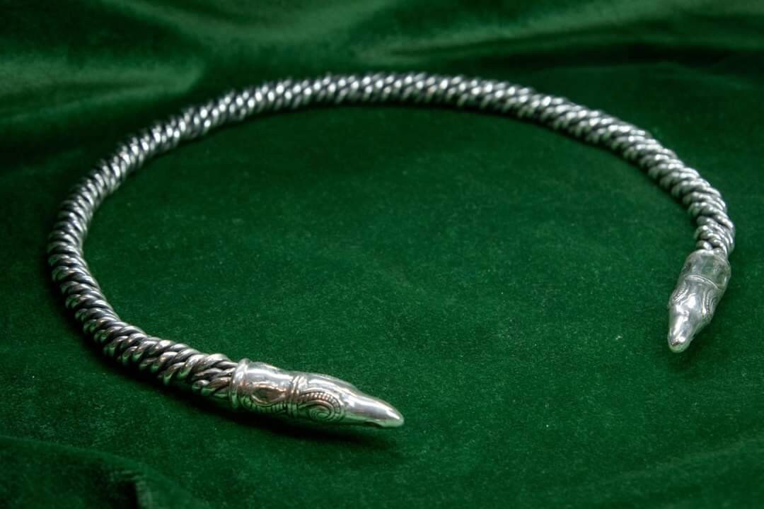 Silver Viking Torques / Torc Braided,with Raven Heads Silver 925 ...