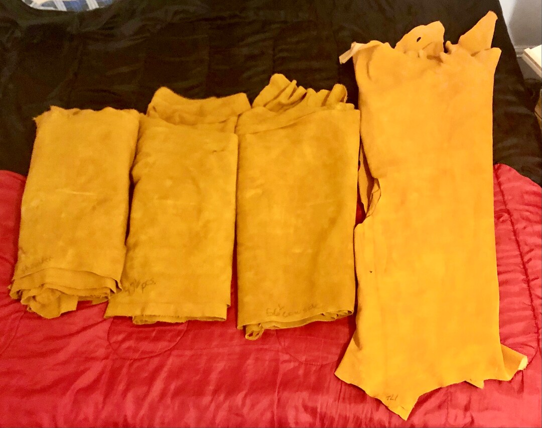 Split Elk Suede Leather Gold - Etsy
