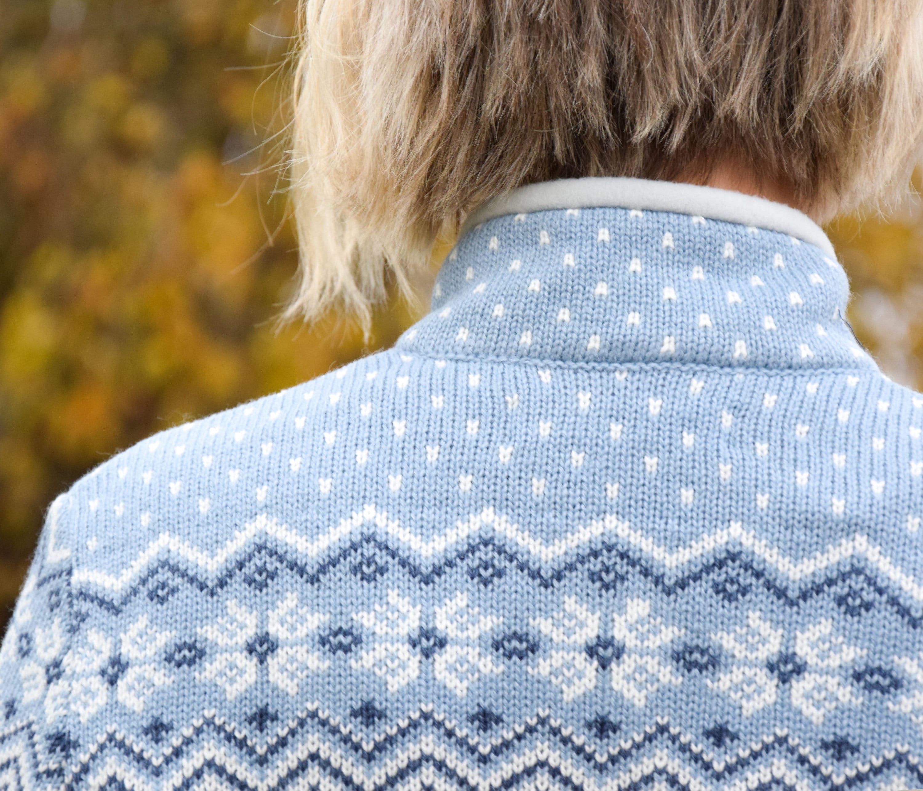 Blue Fair Isle Sweater Knitted Scandinavian Woolen High-neck Cardigan ...