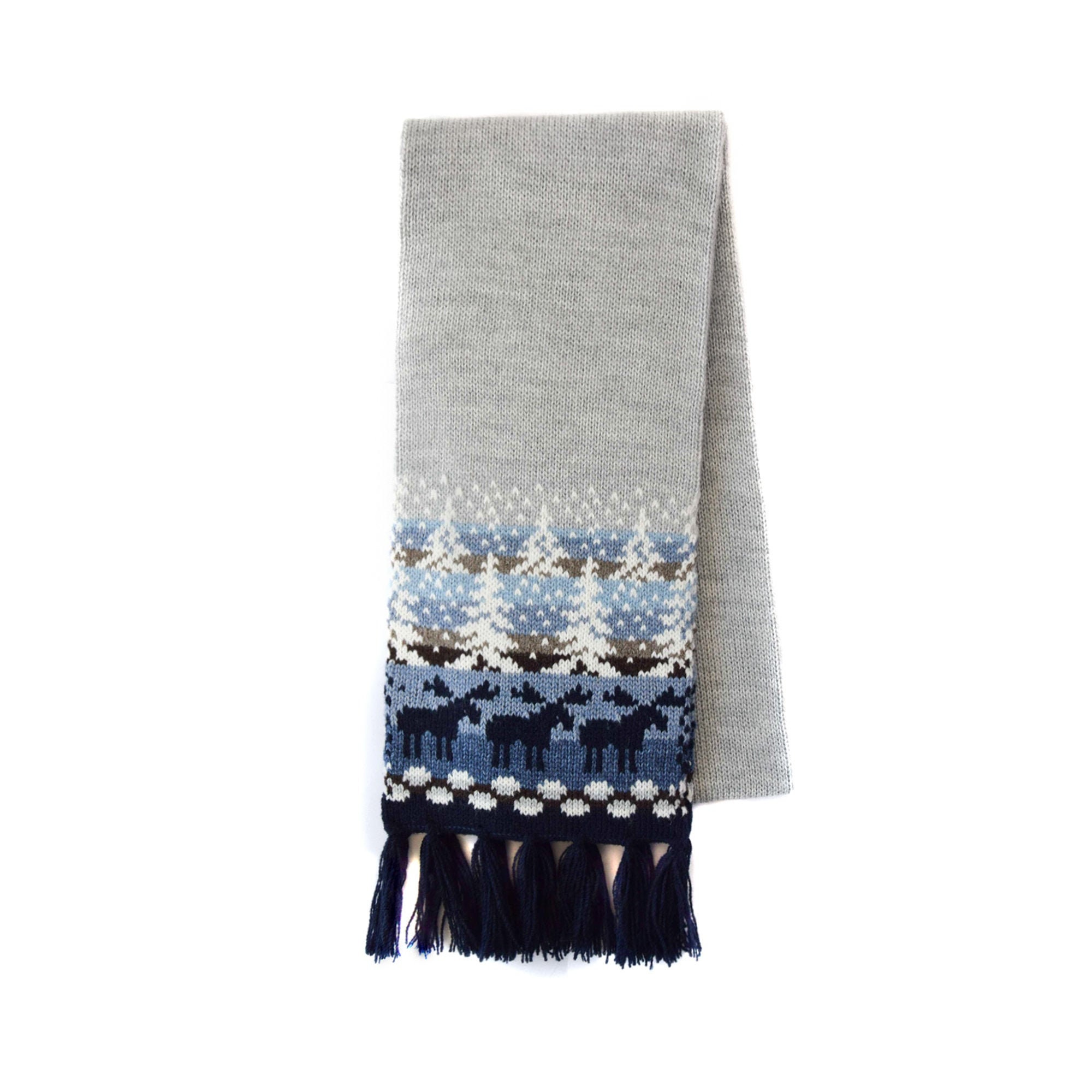 Knitted Winter Scarf Scandinavian Woolen Scarf With Fair Isle Nordic ...