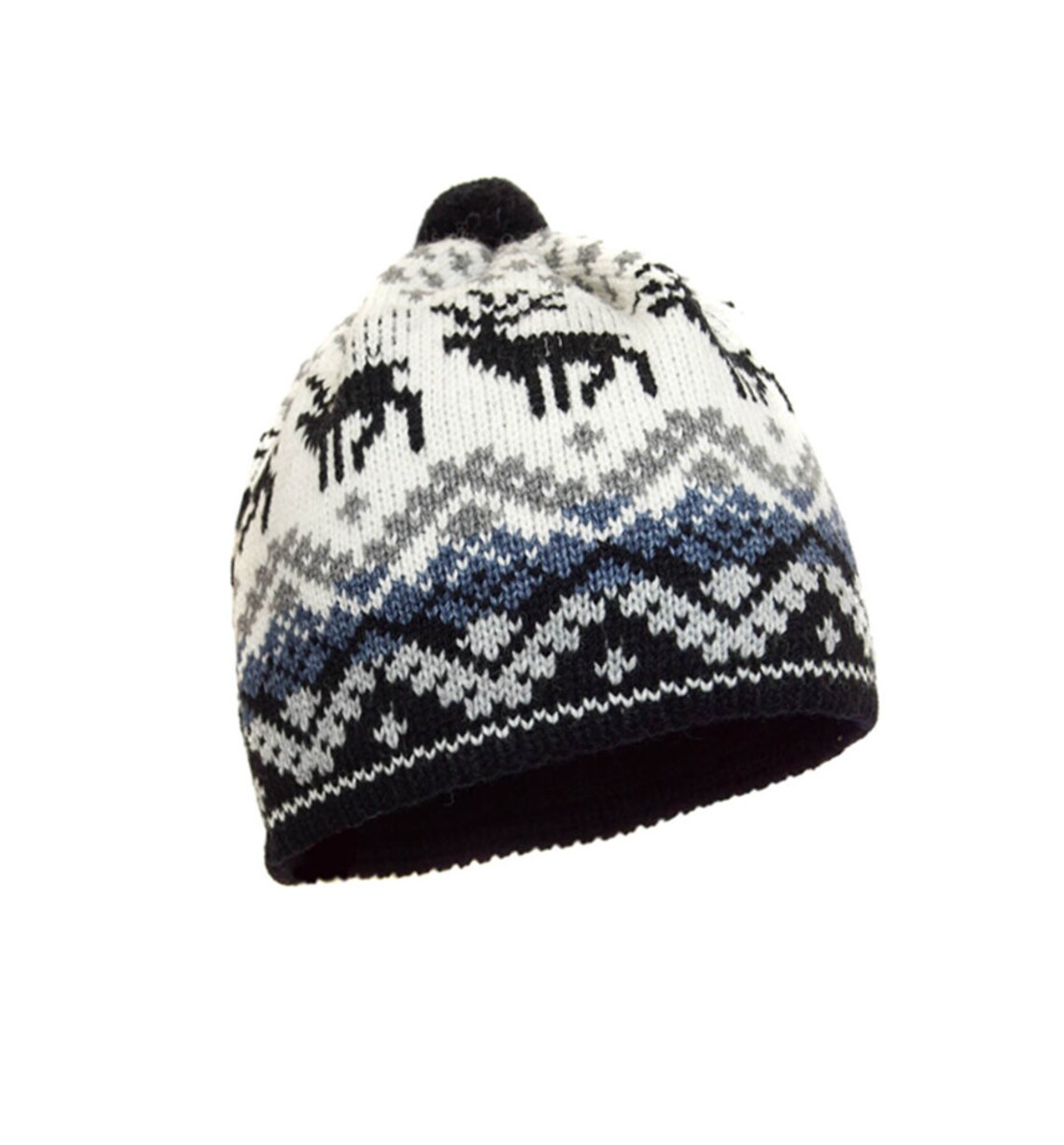 Black & White Traditional Nordic Winter Hat for Men and Women ...
