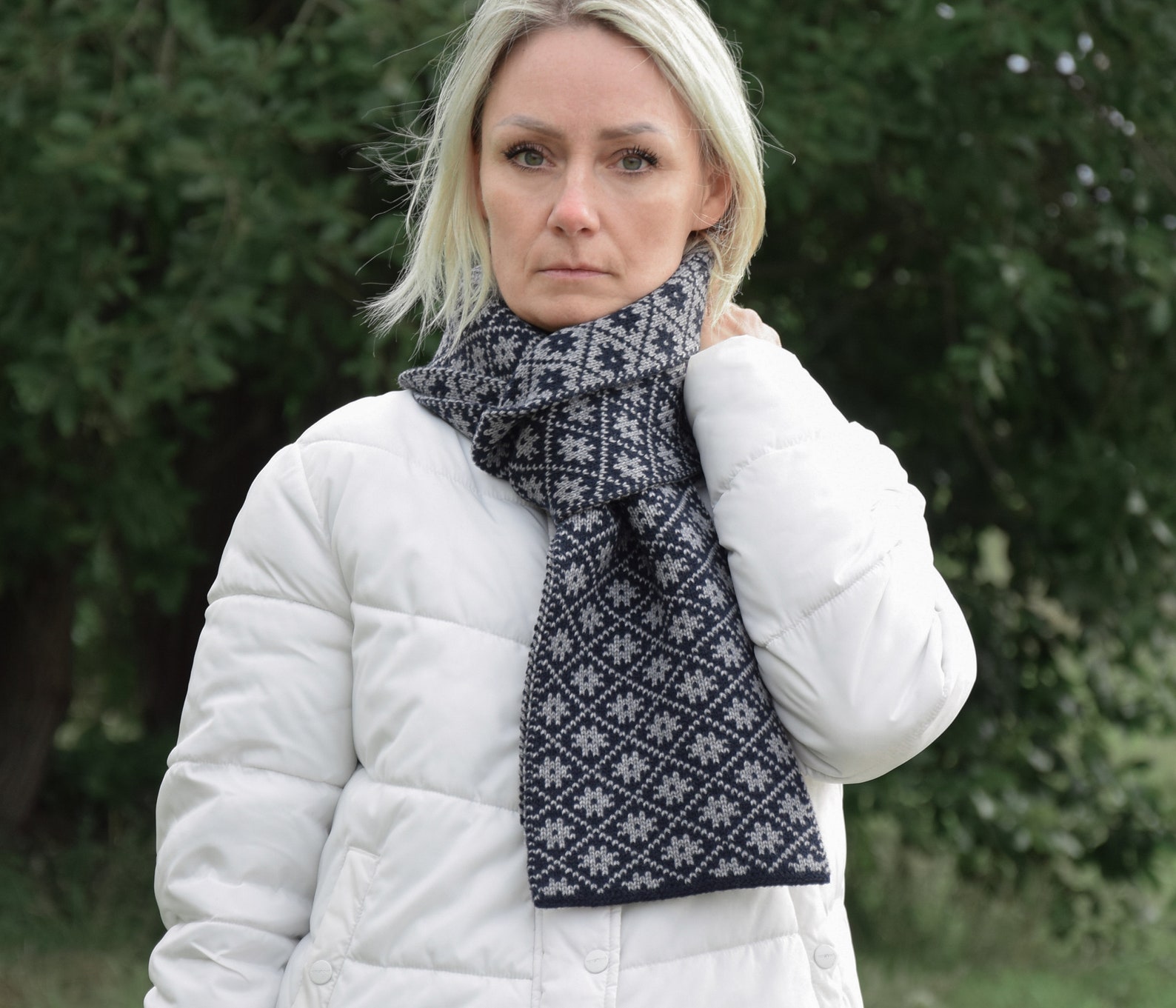Two Sided Color Scarf Thick Scandinavian Winter Scarf Navy and Gray ...