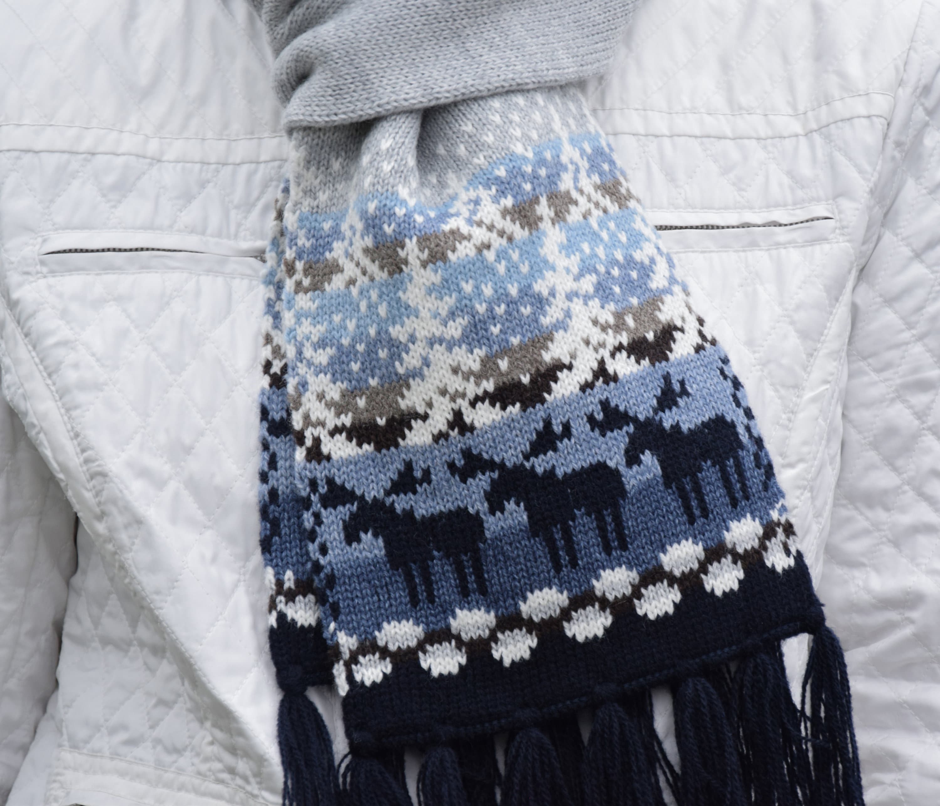 Knitted Winter Scarf Scandinavian Woolen Scarf With Fair Isle | Etsy