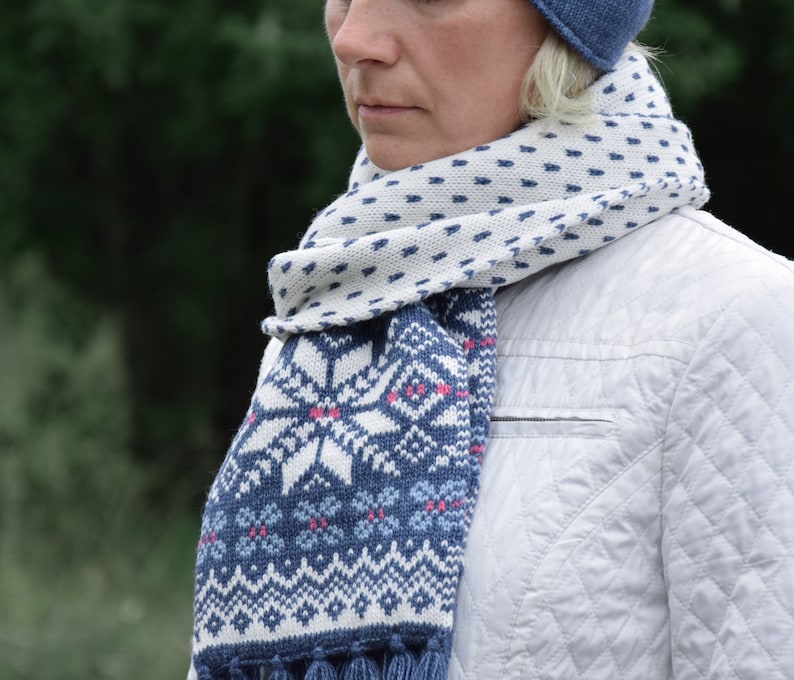 Thick Scandinavian Winter Scarf Blue Nordic Icelandic Woolen Winter Set ...