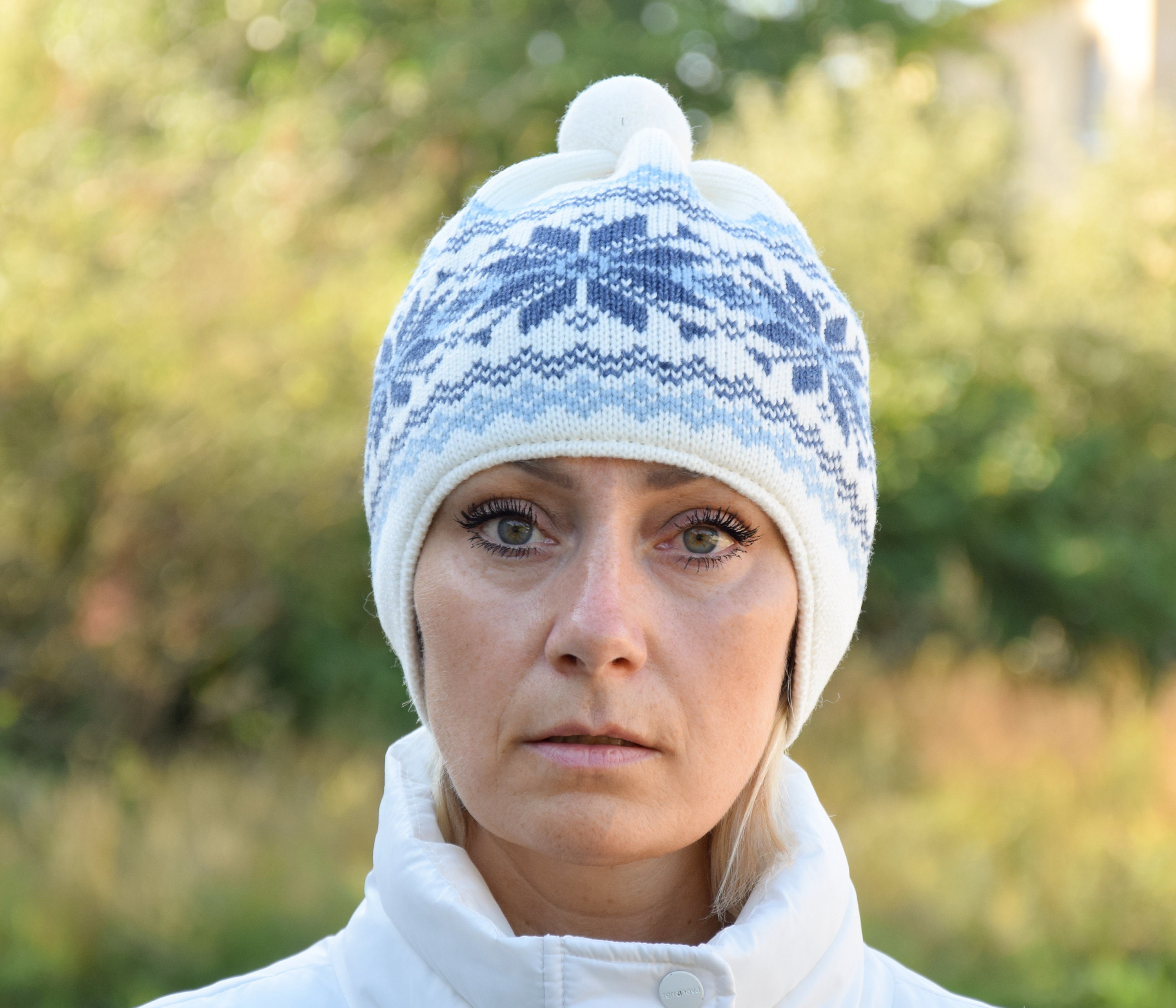 Knitted Scandinavian Woolen Winter Hat With Blue Nordic Icelandic Fair ...